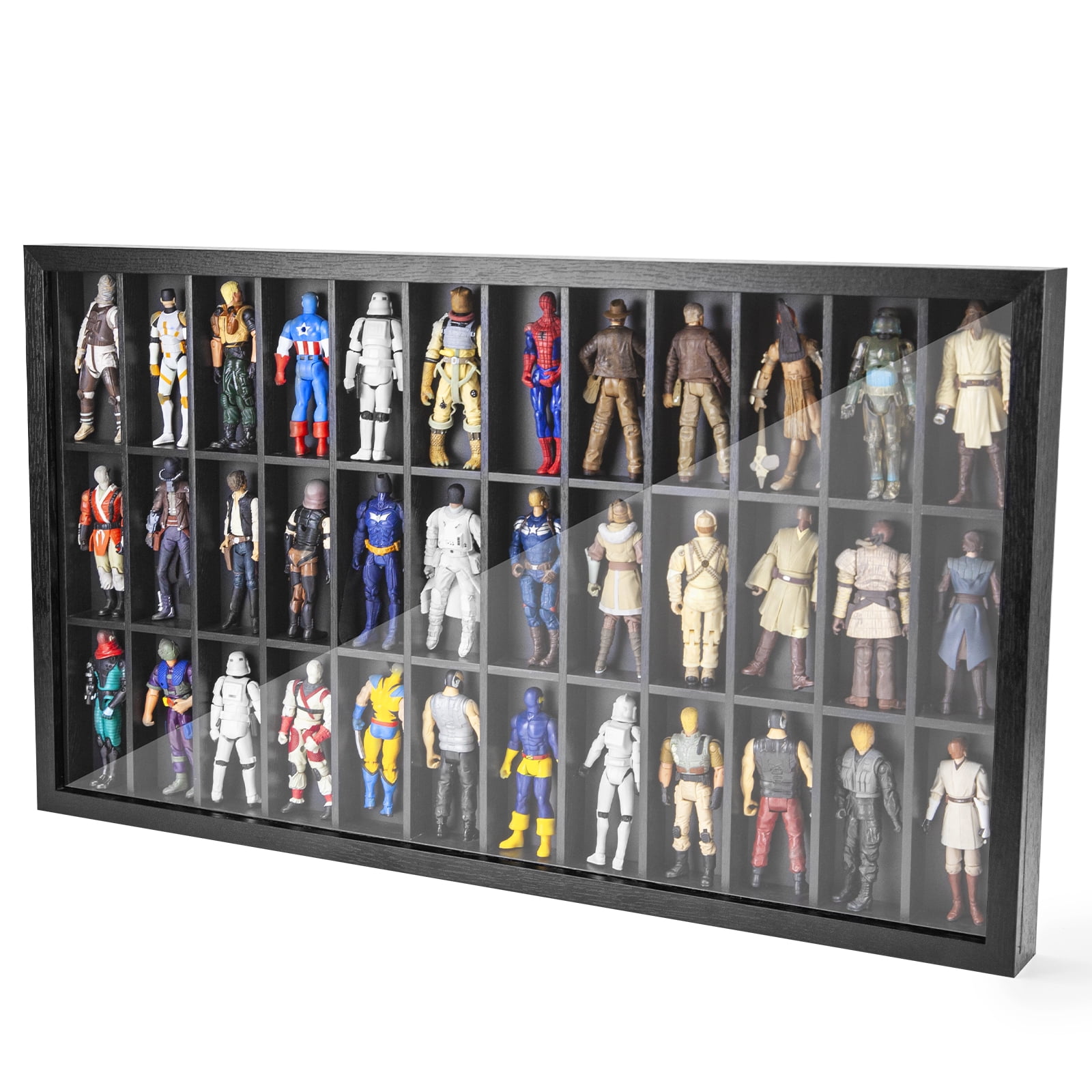 36 Grids Wooden Display Frame Case for 1/18 3.75 inch Action Figure Star Wars GI Joe Classified ...