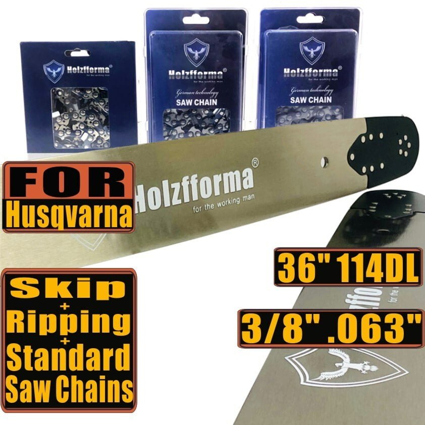 36 Guide Bar Chain 3/8 .063 114DL For Husqvarna 385 390 394 395 Ship ...