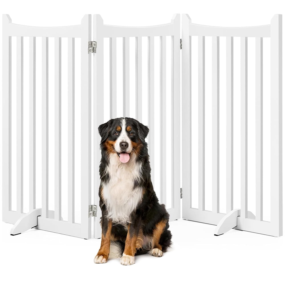 36" H Extra Tall Freestanding Pet Gate 4-Panel Wooden Dog Fence ...