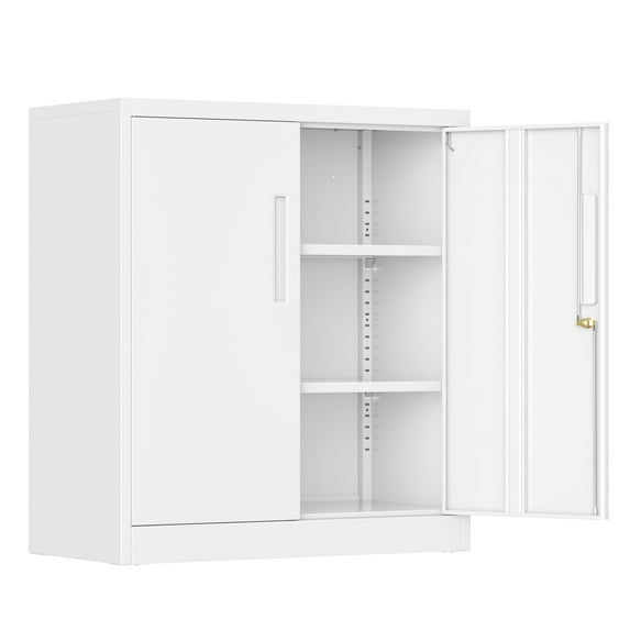 36"H Steel Lockable Metal Storage Cabinet - Doors & Shelves, Utility ...