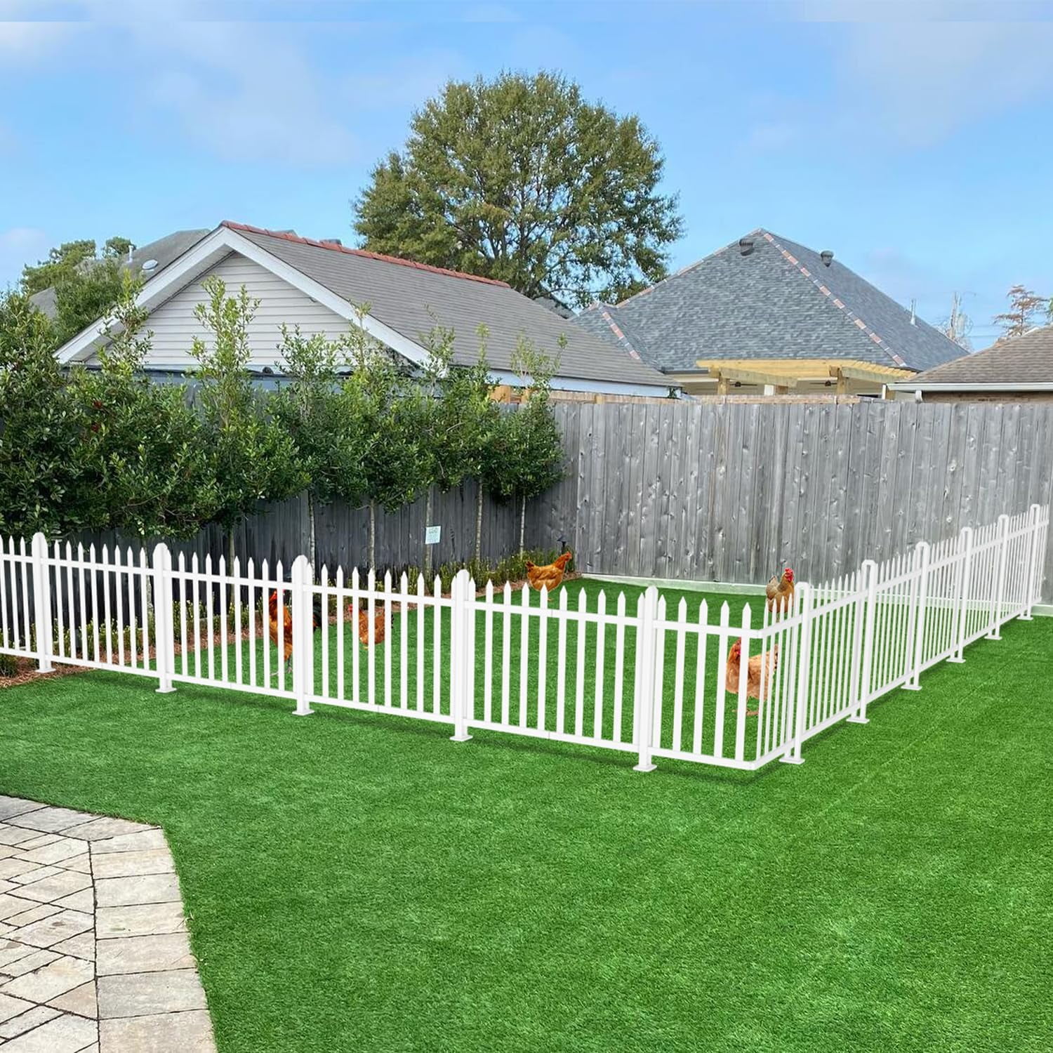 36" H x 84" W Vinyl Picket Fence Panel White PVC Outdoor Decorative ...