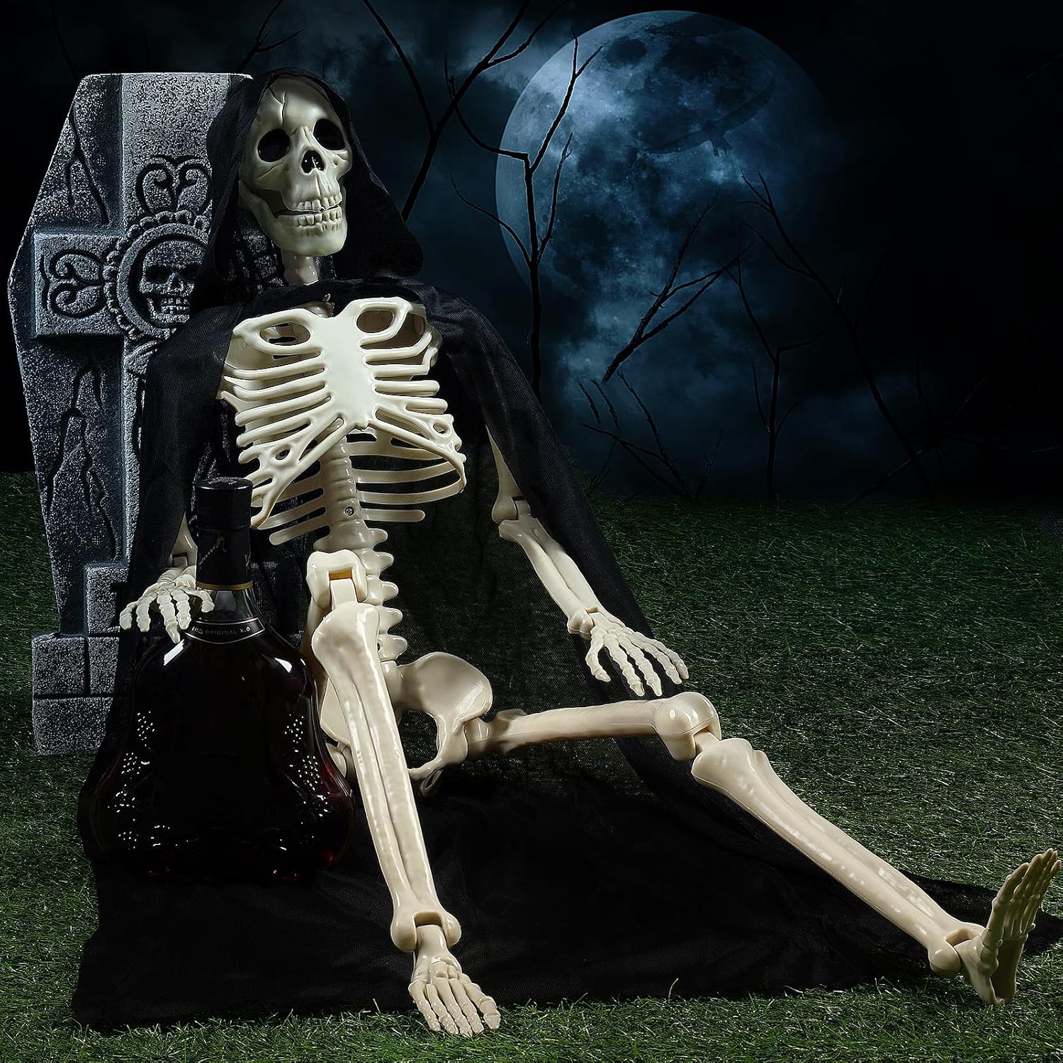 36" Halloween Skeleton Decorations with Cape, 3FT Halloween Decorations ...