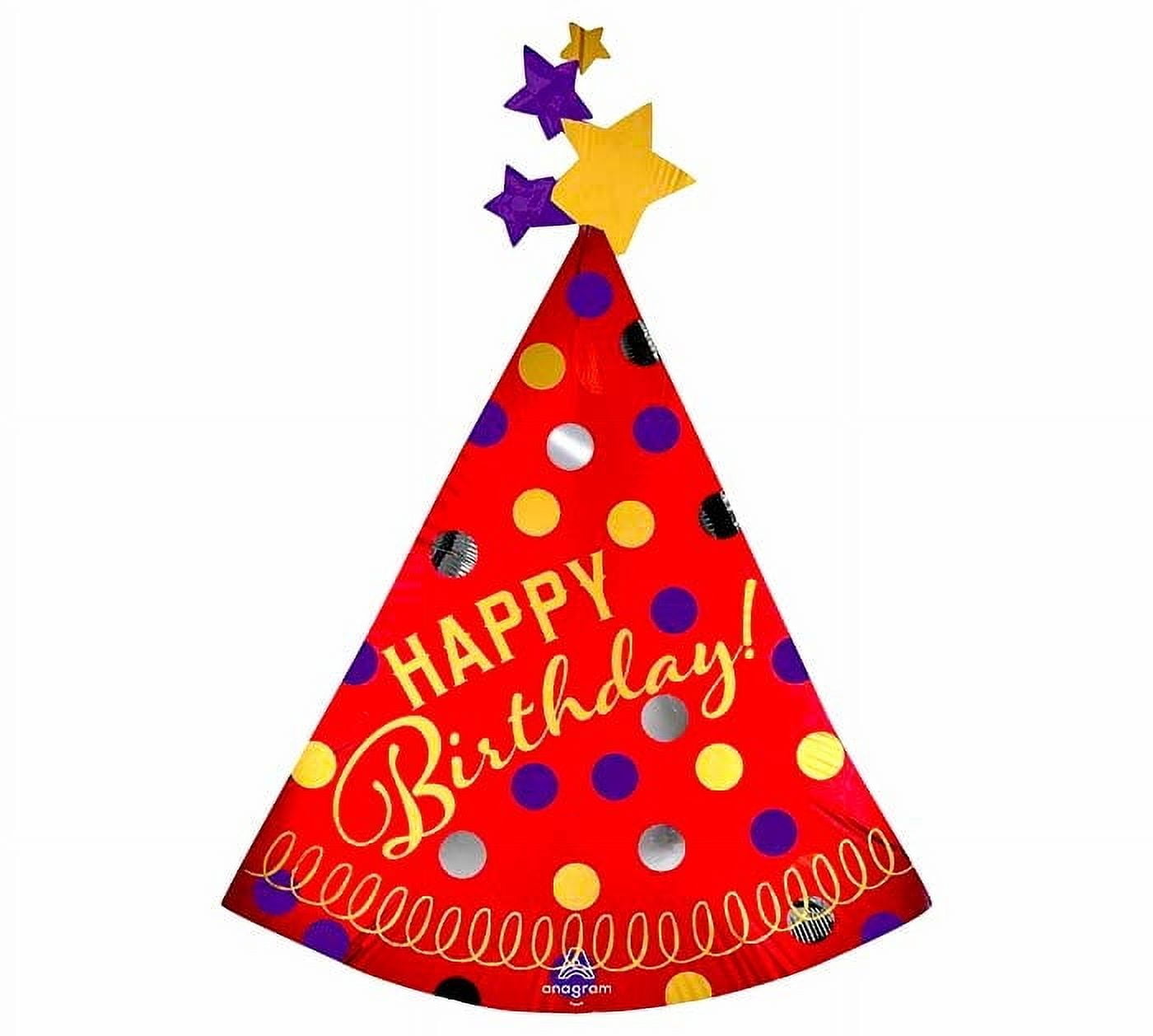 36" Happy Birthday Red Satin Party Hat Supershape - Walmart.com