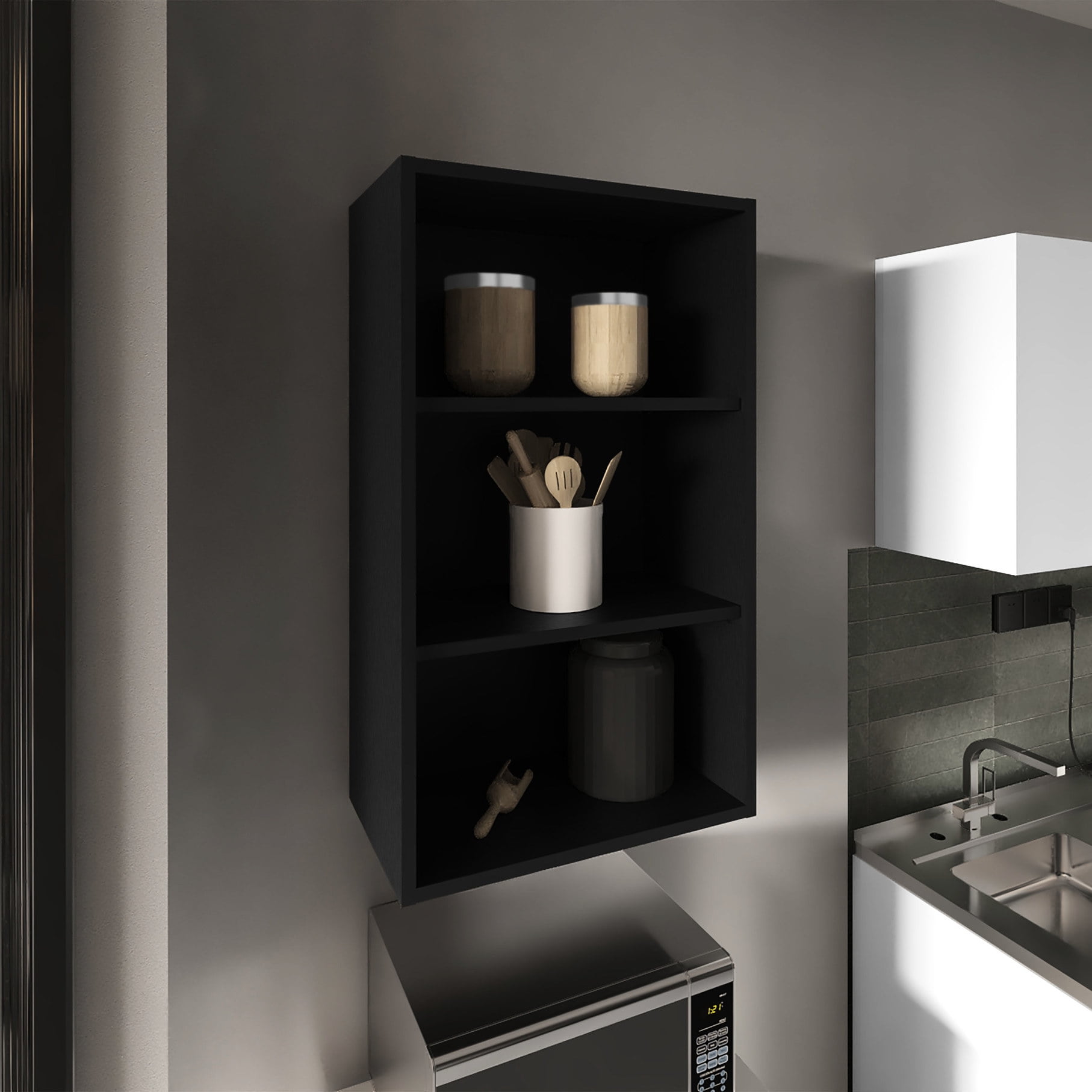 36" High, 21" Wide, Black Wall Cabinet - Sustainable & Compliant ...