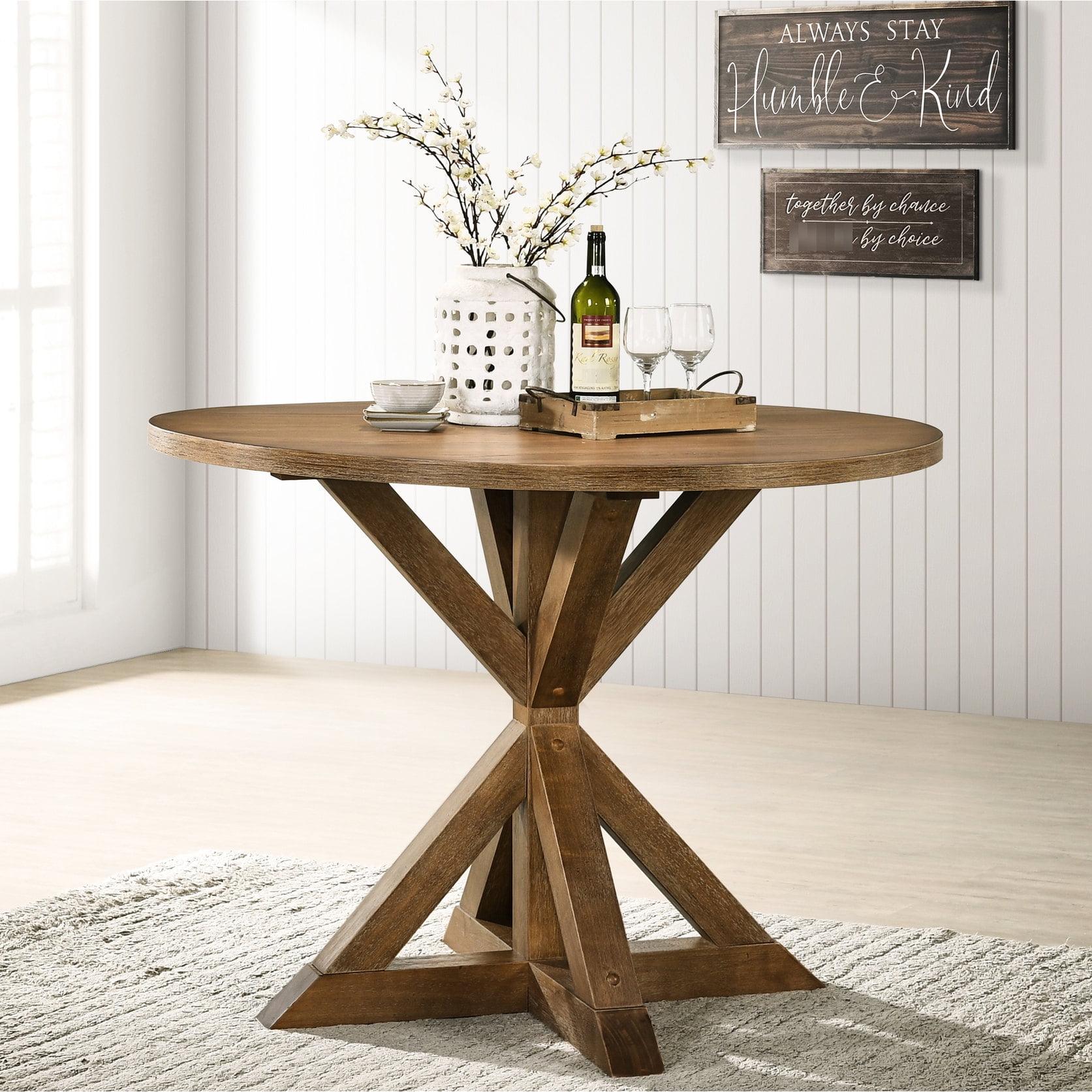 36" High Cross - Buck Base Dining Table | Hardwood Build, Comfortable ...