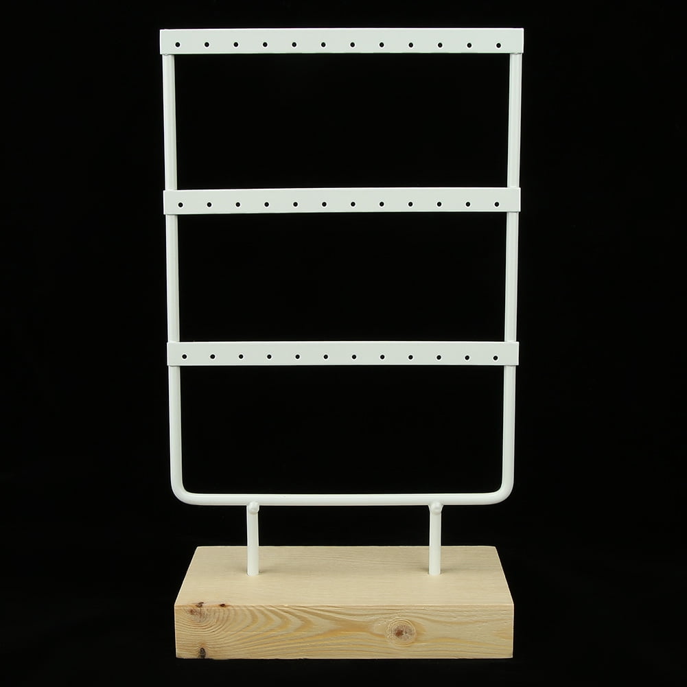 36,Hole Metal Jewelry Organizer With Wood Base, Earrings, Necklaces ...