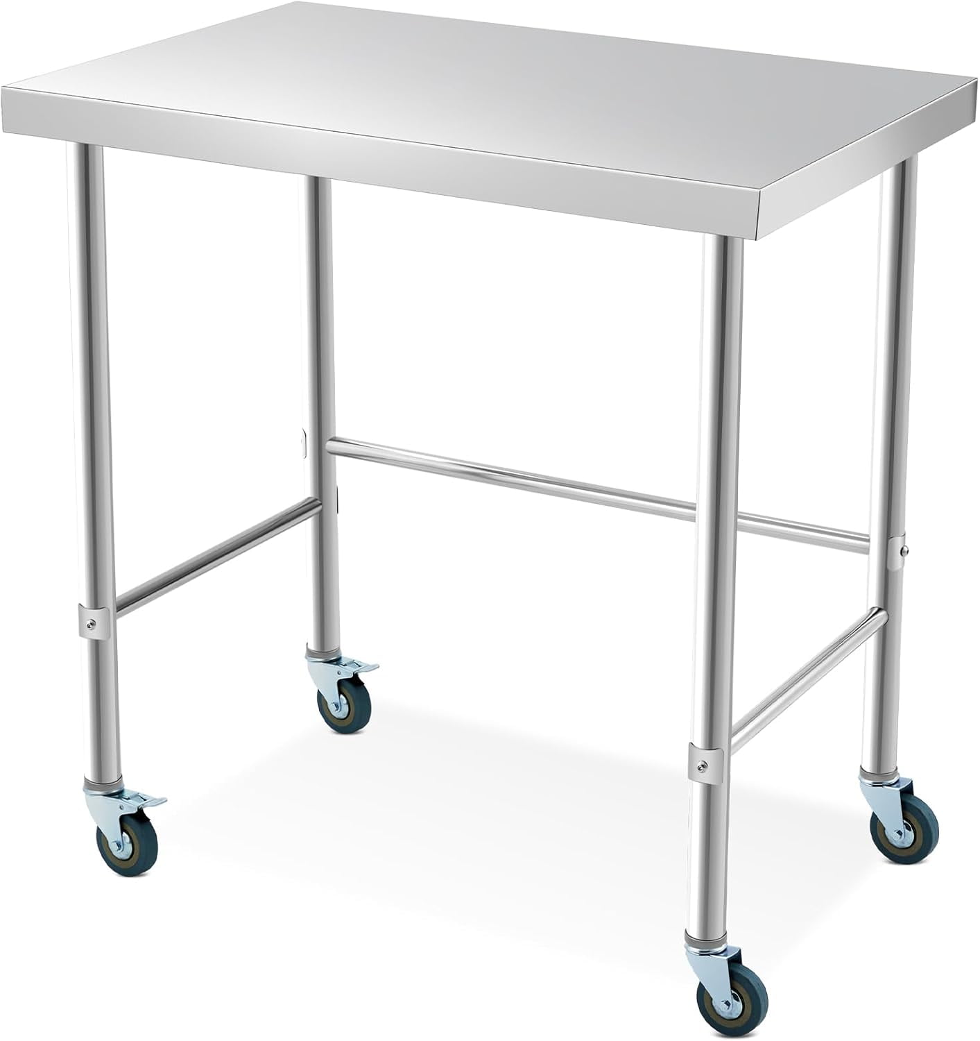 36 In x24 In Rolling Open-Base Stainless Steel Work Table - Heavy Duty ...
