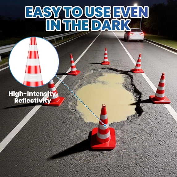 36 Inch 12 Pack Heavy Duty Traffic Cones, Waterproof Sunproof Crush ...