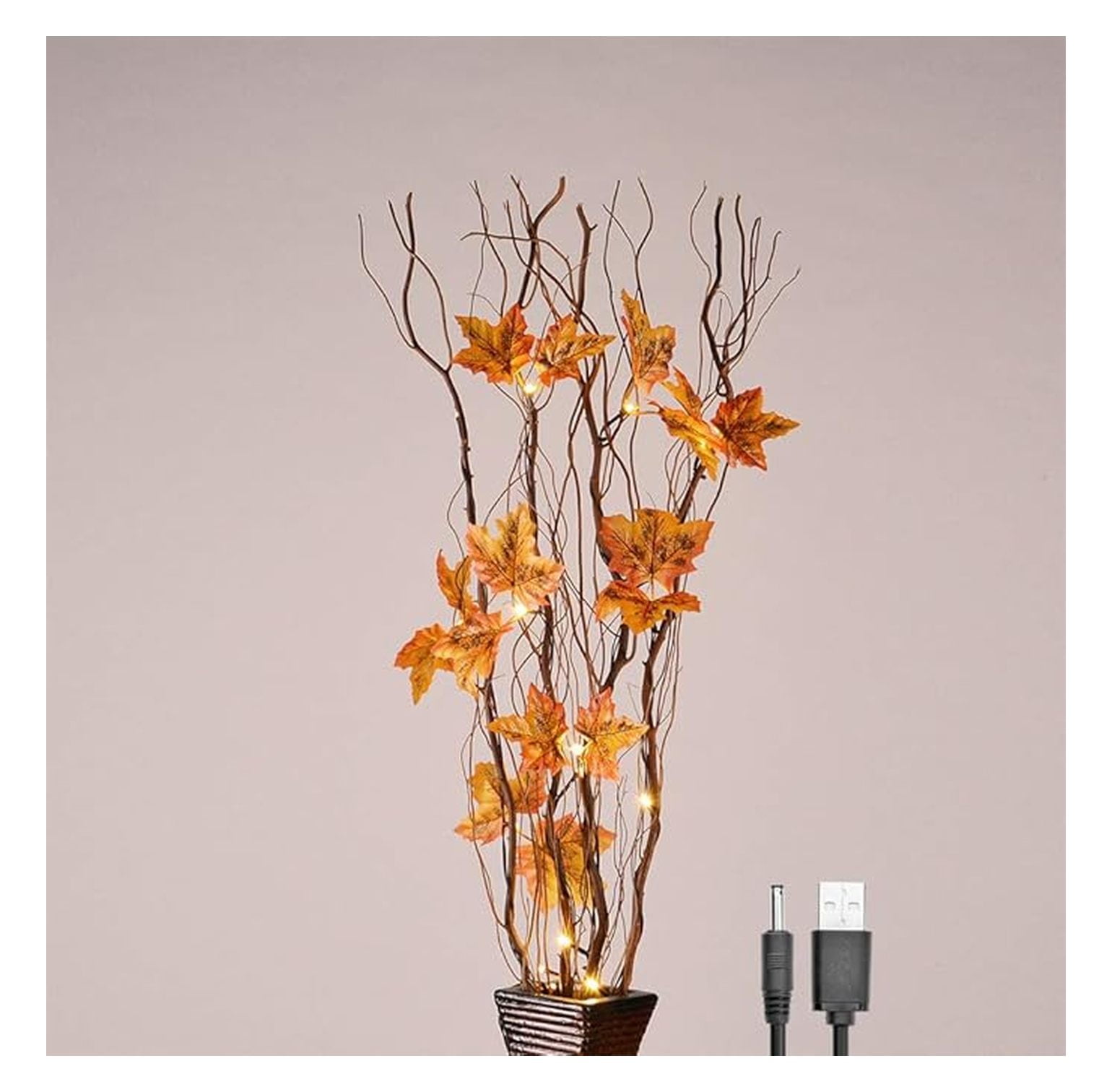 36 Inch 16LED Natural Lighted Willow Twig Branch, Maple Leaf, Built-in ...