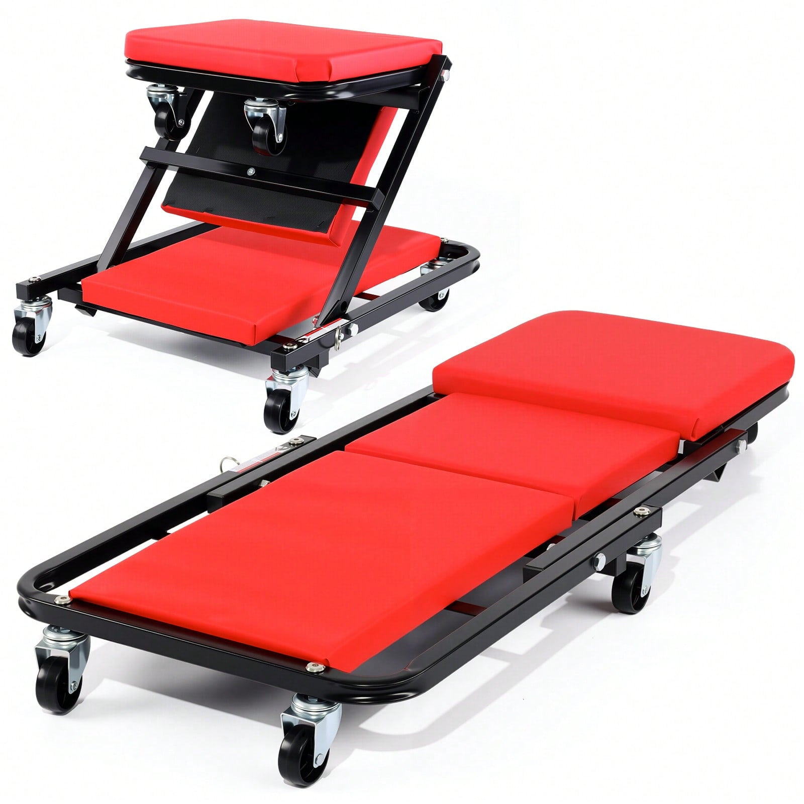 36-Inch 2-In-1 Z Crawl Seat, 2-In-1 Garage/Shop Creeper 300 Lbs Weight Capacity Garage Chair ...