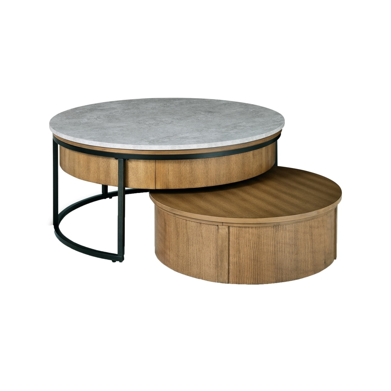 36 Inch 2 Piece Round Nesting Coffee Table Lift Top Storage Wheels ...