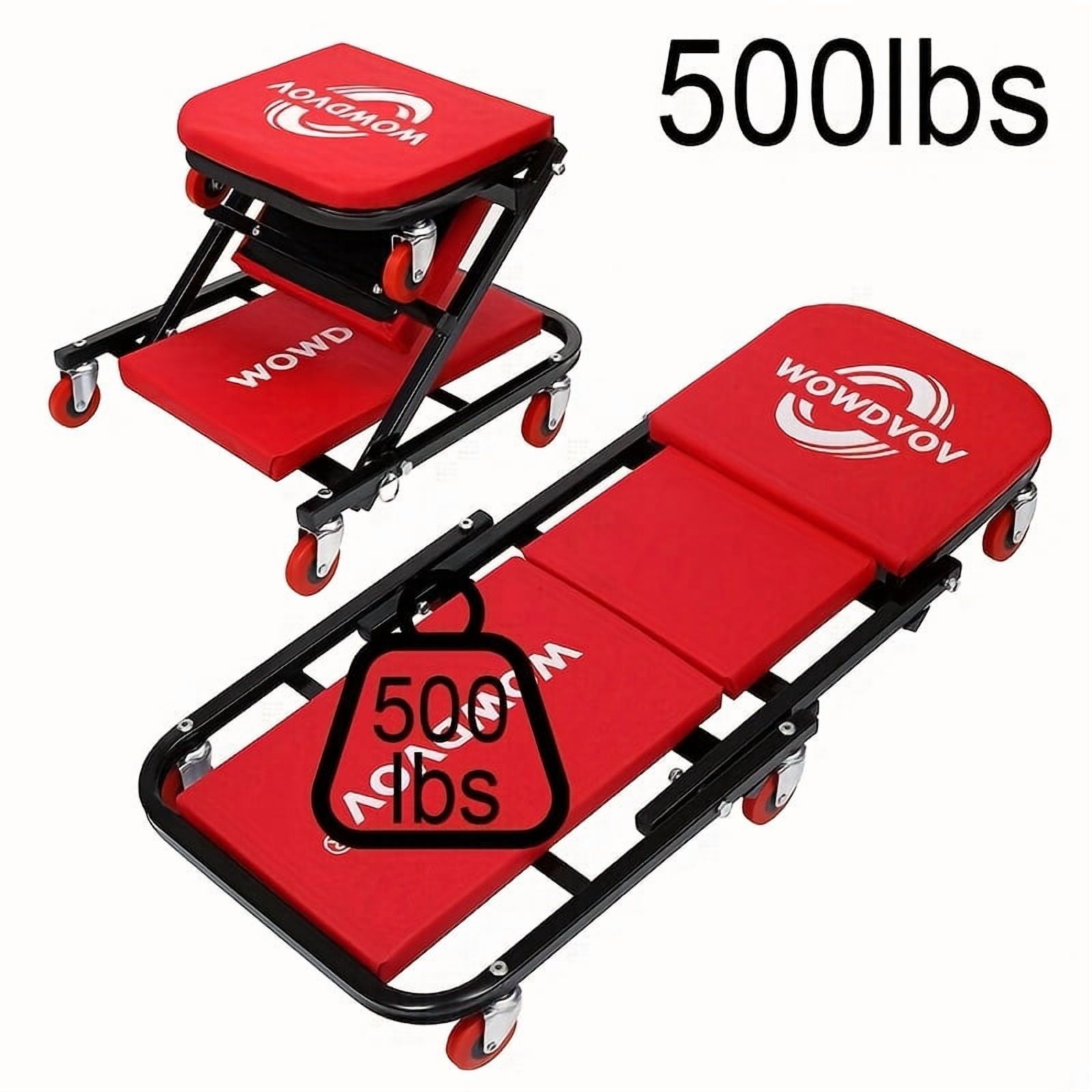 36 Inch 2-in-1 Z Crawling Seat - 500LBS Capacity Garage Chair with 6x2 ...