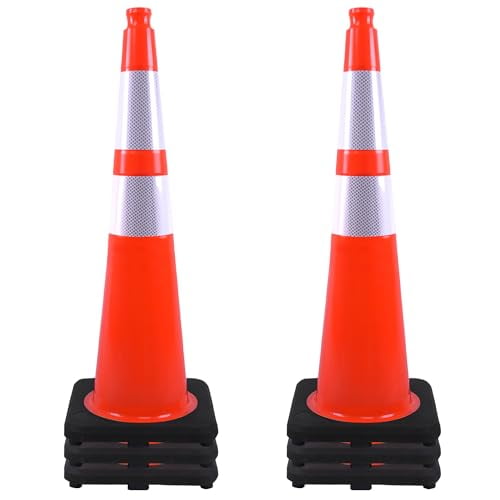 36 Inch 6 Pack Traffic Safety Cones, Orange Cones for Parking ...