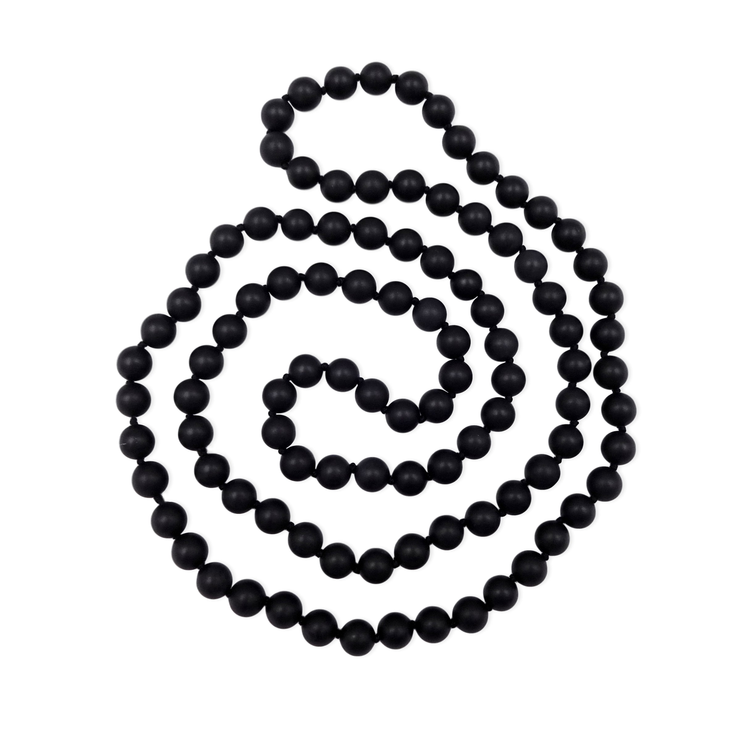 36 Inch Natural Gemstone Jewellery: Polished Black Onyx Endless Infinity Beaded Strand Necklace ...