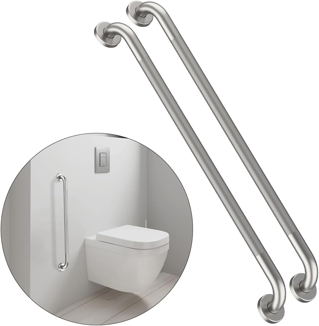 36 Inch Anti Slip Shower Grab Bar, 2 Pack Brushed Nickel Bathroom Grab ...