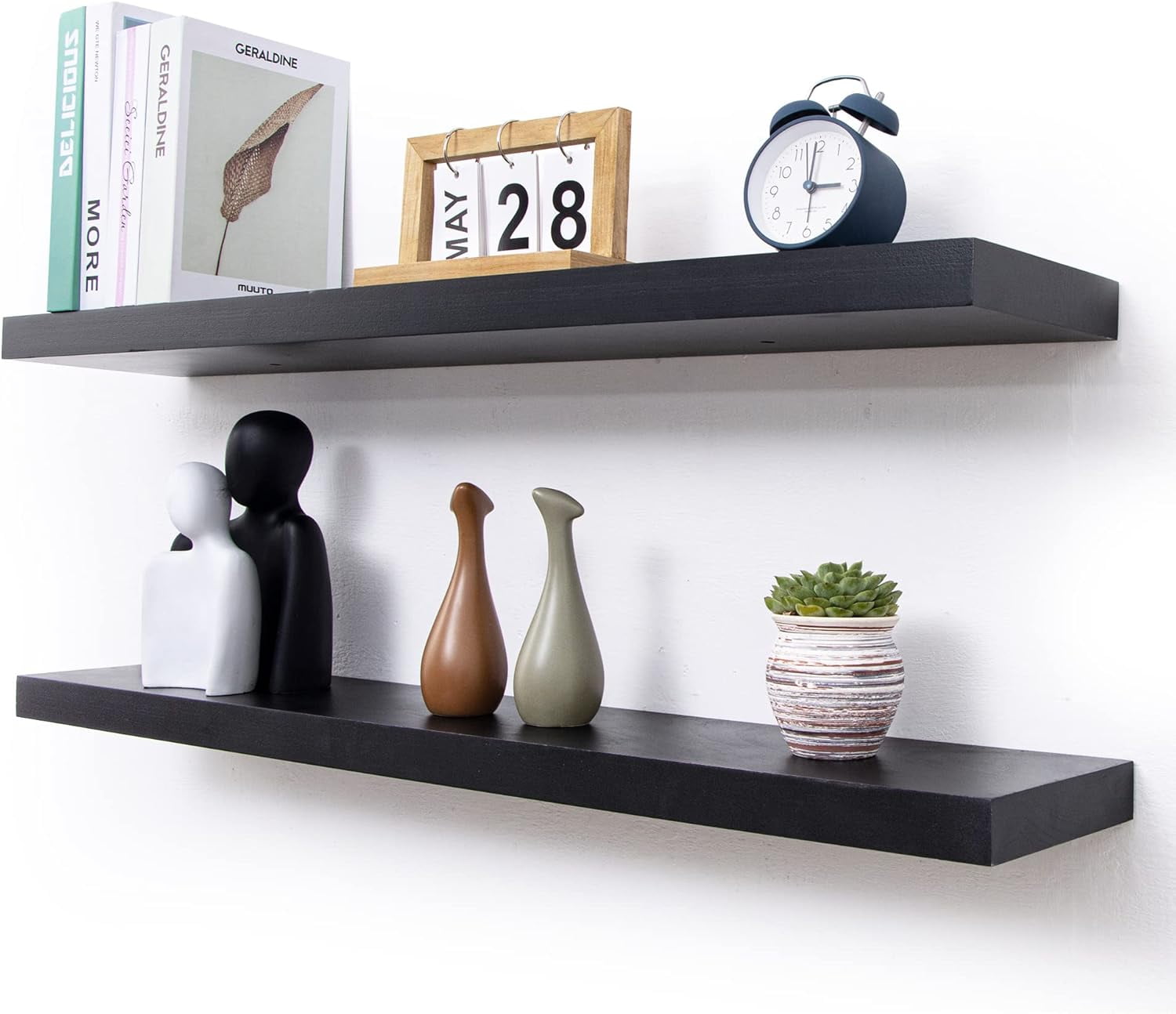 36 Inch Black Floating Shelves for Wall Set of 2, Solid Lightweight ...