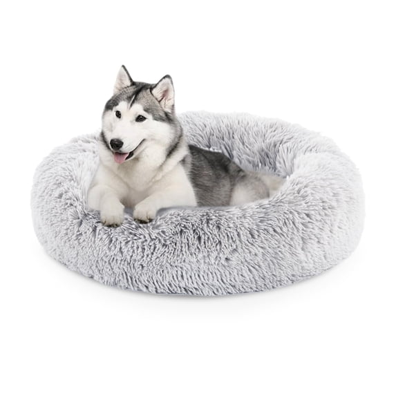 36 - Inch Calming Donut Bed for Dogs and Cats, Washable Plush Fur ...