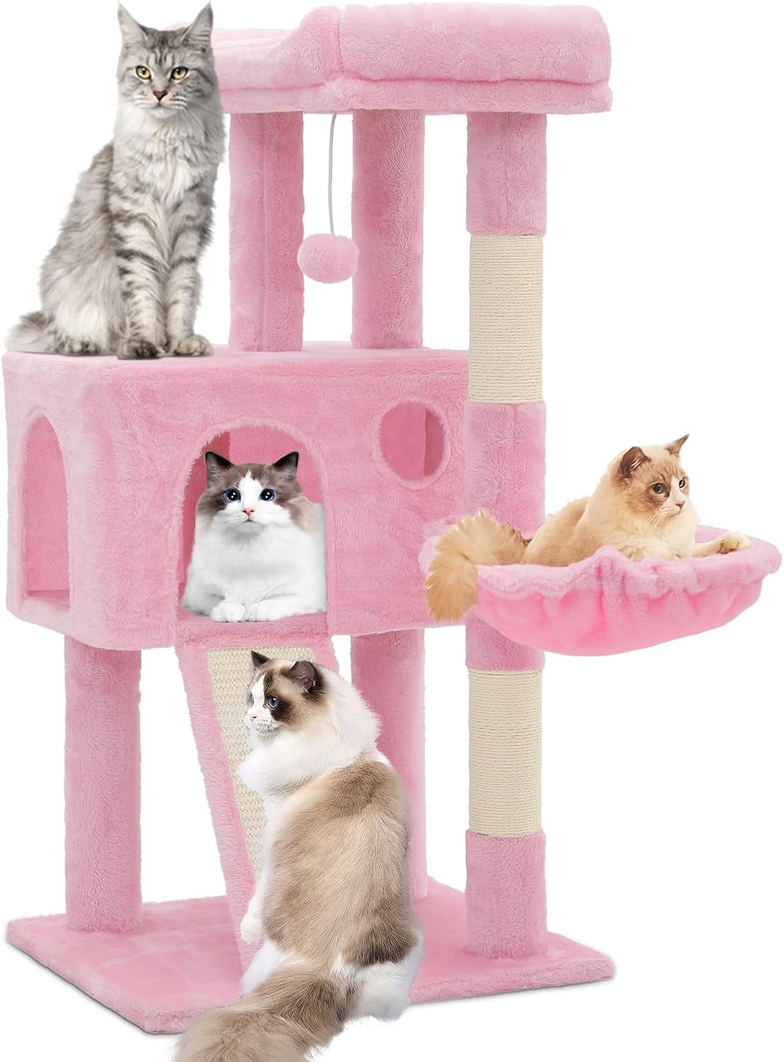36 Inch Cat Tower for Indoor Cats, Multi Level Cat Condo with ...
