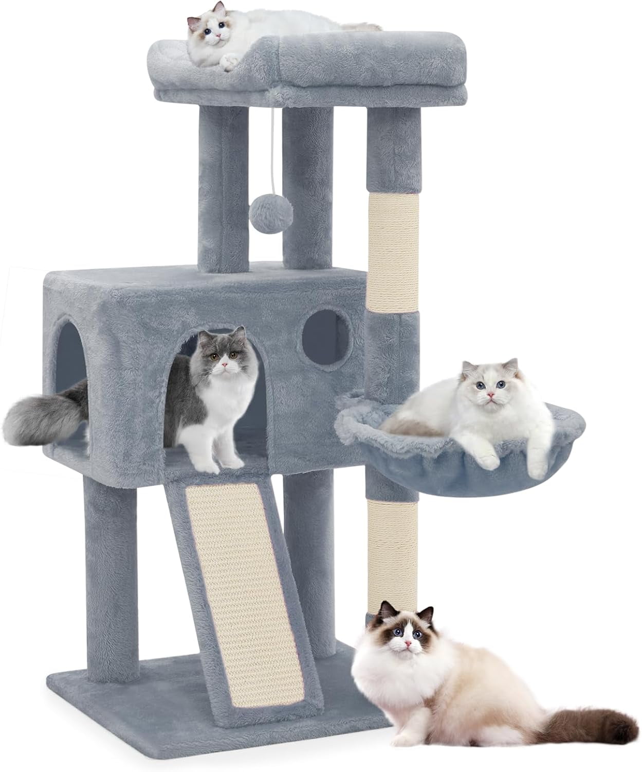 34 Inch Cat Tree Tower for Indoor Cats, Cat Condo with Extra Large ...