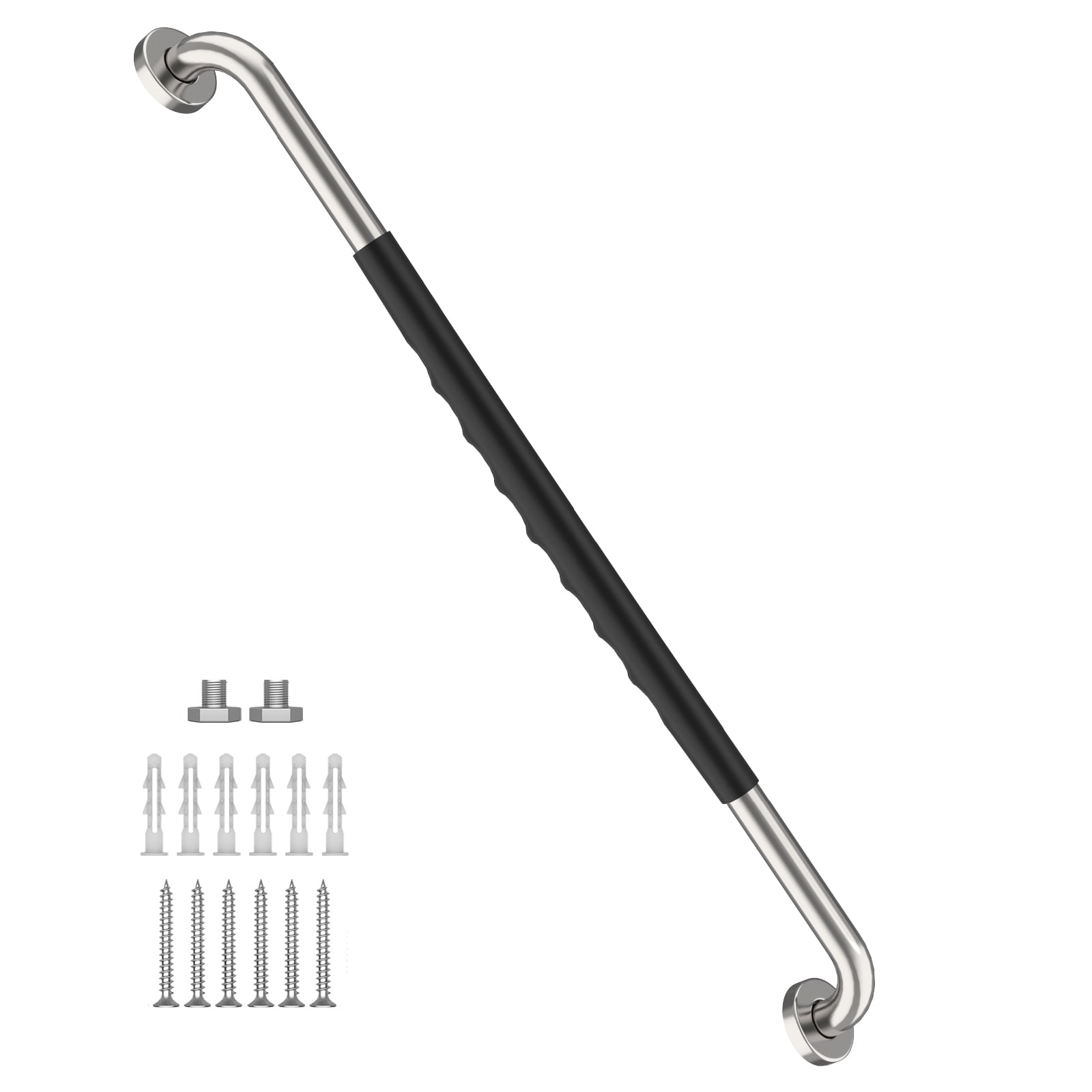 ZUEXT Chrome 36 Inch Shower Grab Bar w/ Anti Slip Rubber Grip ...