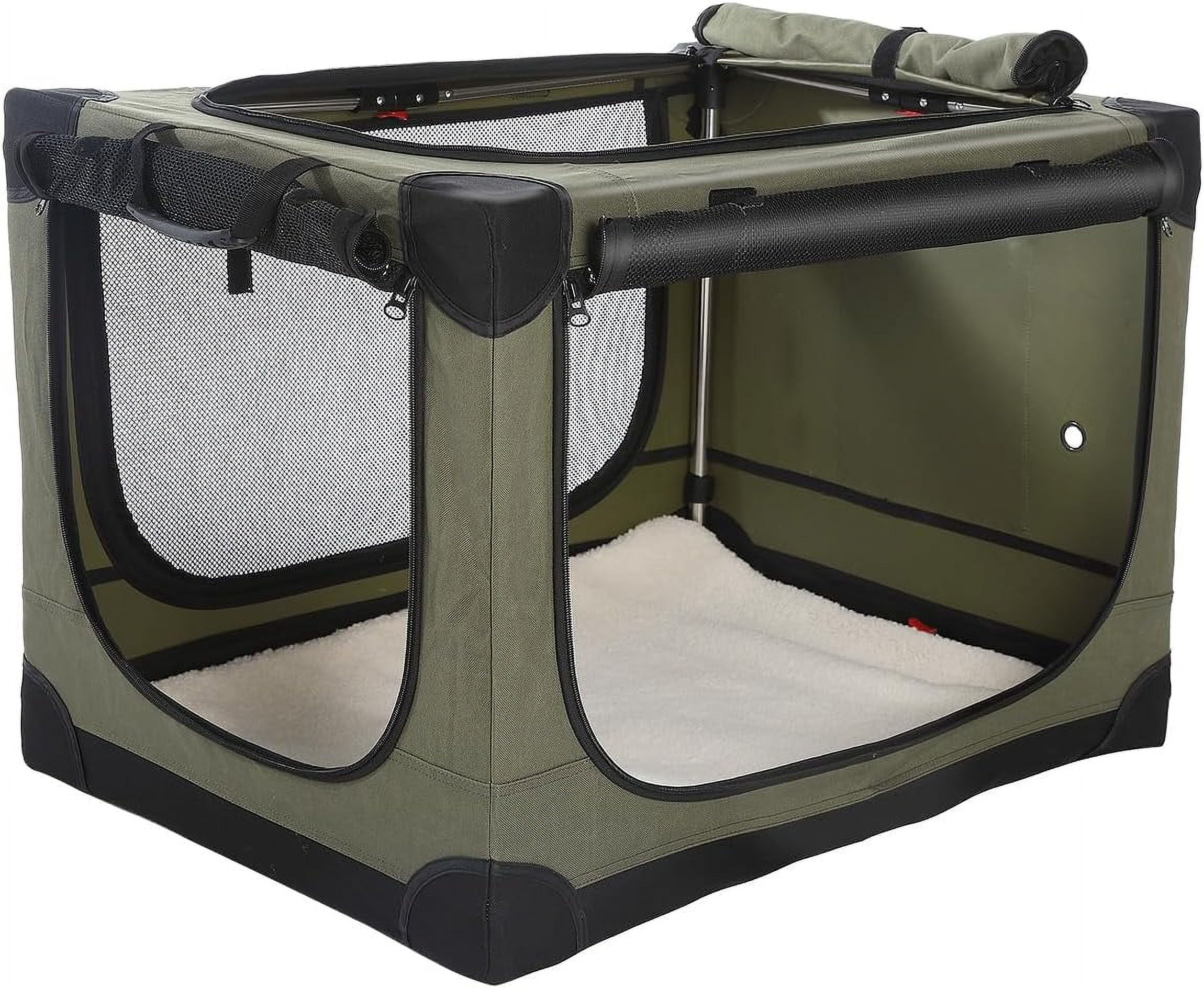 36-Inch Collapsible Travel Dog Crate, Portable 4-Door Soft Kennel for ...