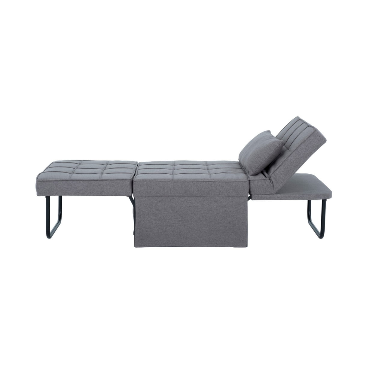 36 Inch Convertible Ottoman Chair Chaise Sleeper, Gray Fabric, Tufted ...