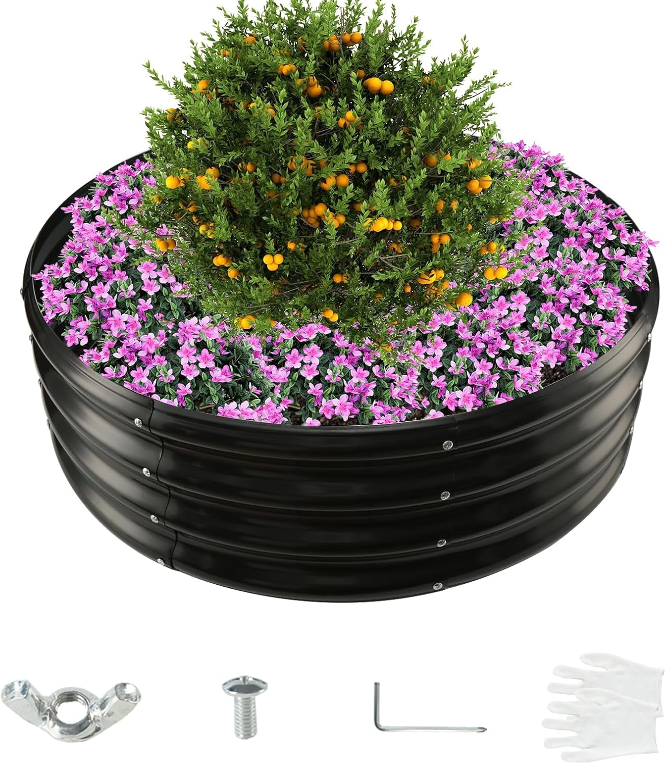 36 Inch Diameter Black Galvanized Garden Raised Bed/Plant Box/Fire Pit ...