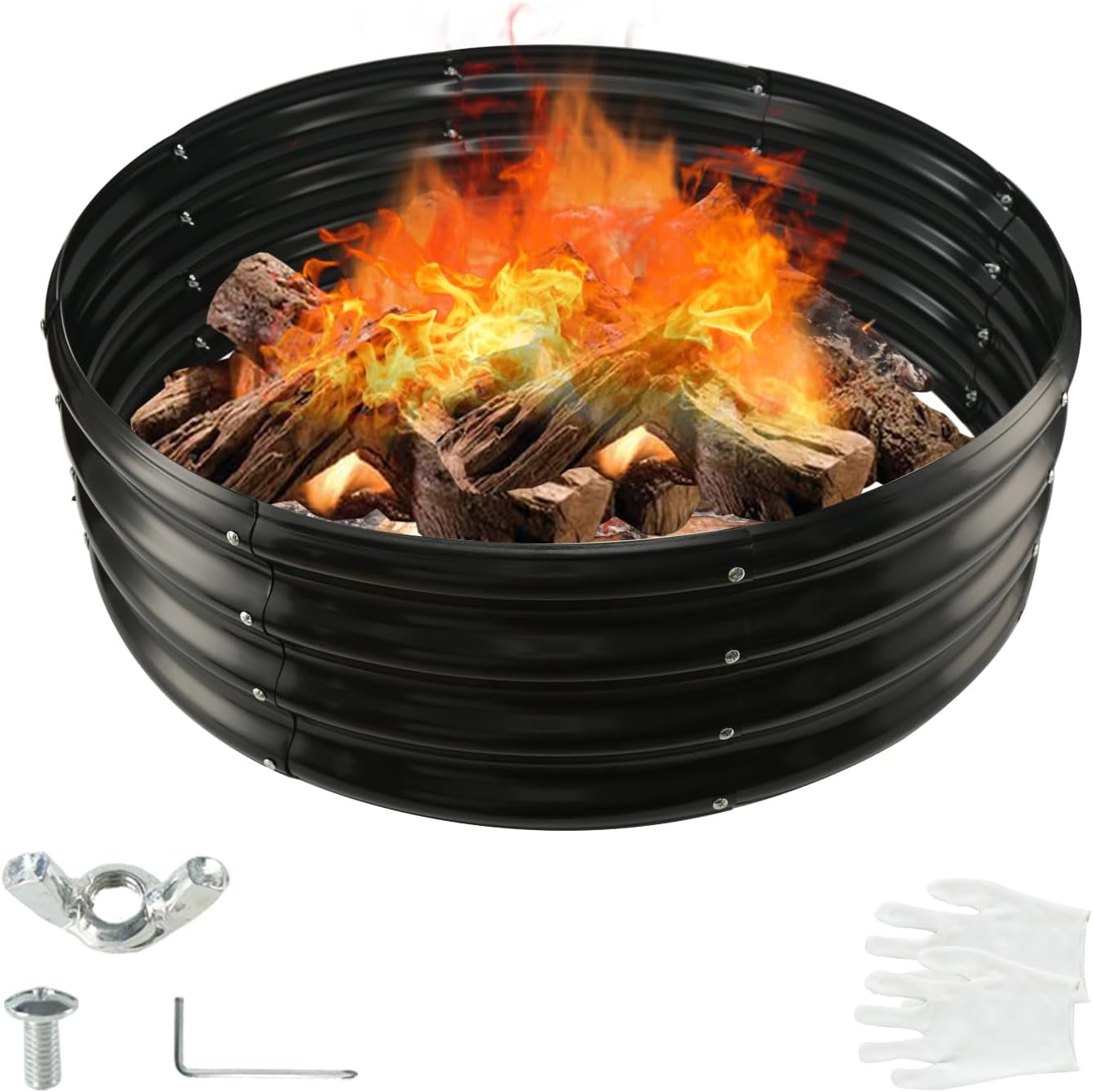 36 Inch Diameter Round Galvanized Fire Pit Ring/Fire Ring - Foldable ...