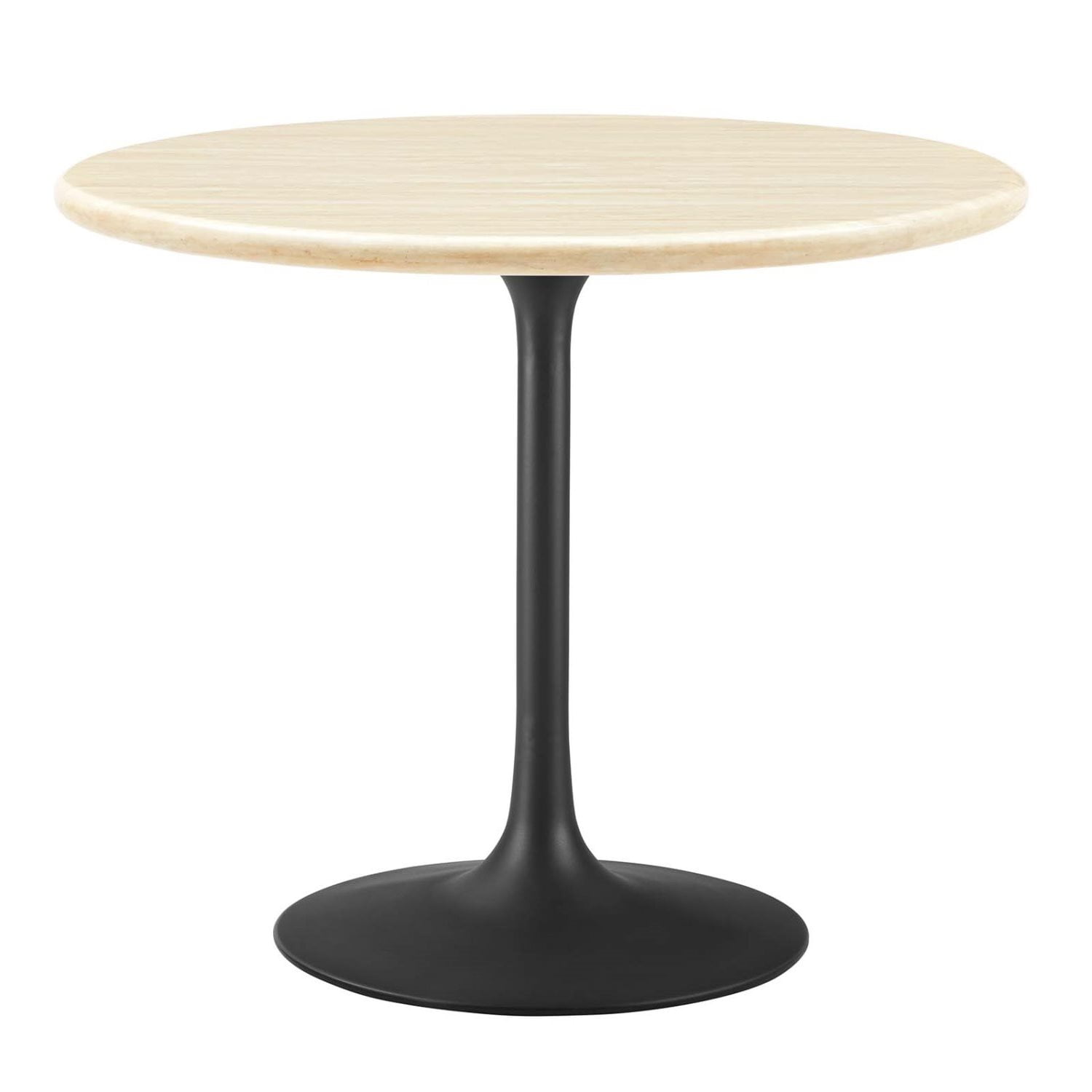 36 Inch Dining Table, Black Natural, Artificial Marble, Metal Steel ...