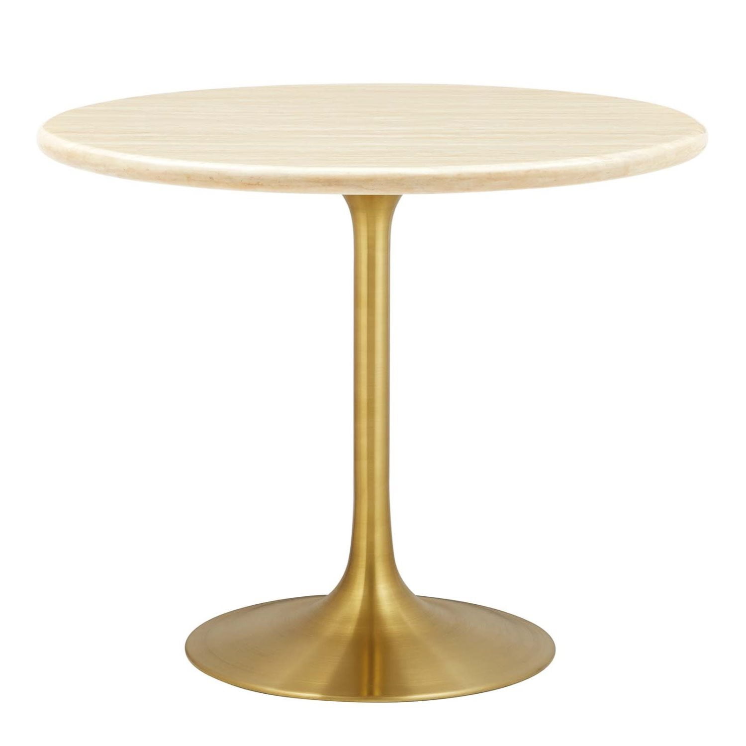 36 Inch Dining Table, Gold Natural, Artificial Marble, Metal Steel ...