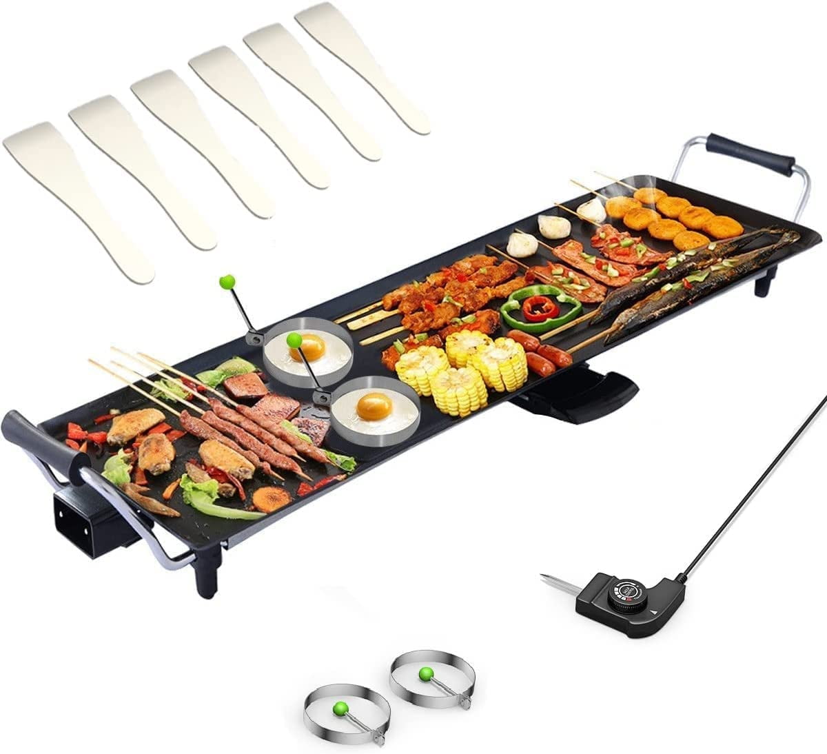 36 Inch Electric Teppanyaki Grill with Nonstick Surface, 2000W Tabletop ...