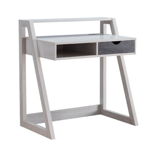 36 Inch Ethan 1 Drawer Desk with Raised Shelf and Angled Frame, Oak ...