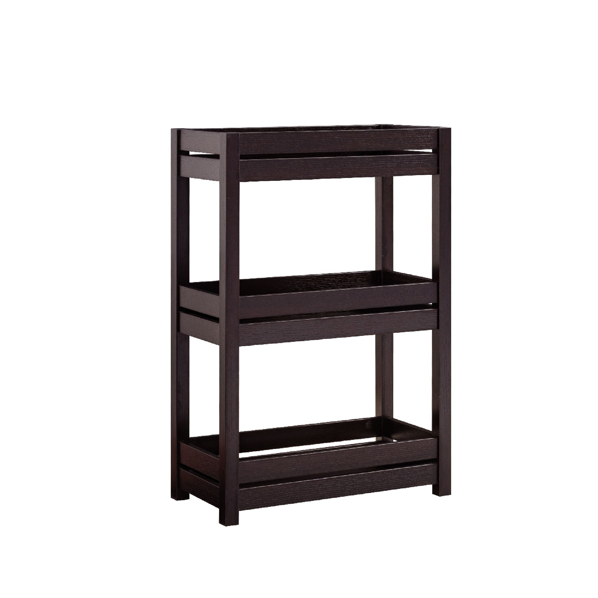 36 Inch Ethan 3 Tier Storage Cabinet with Raised Shelf Edges, Dark ...