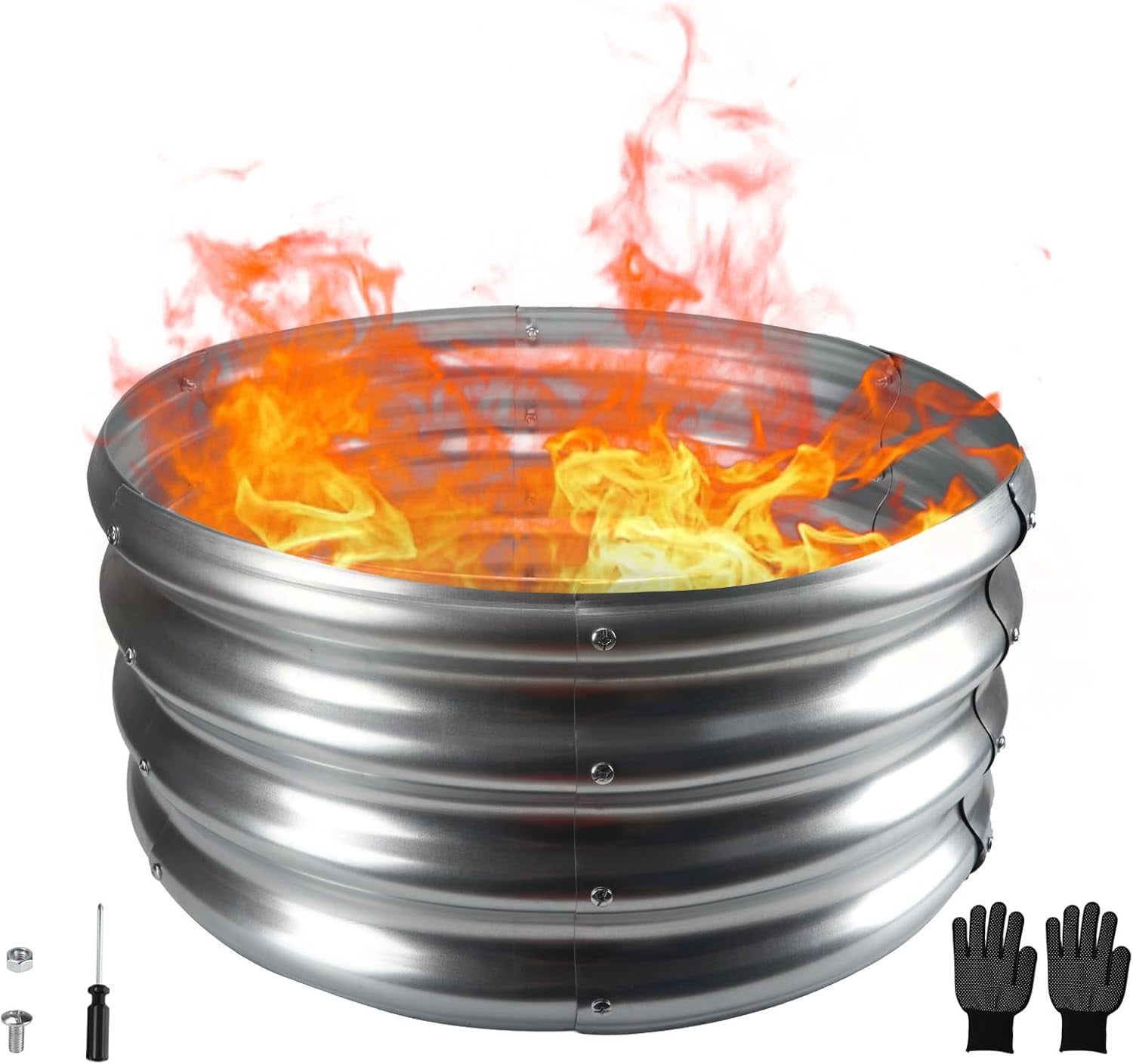 36 Inch Fire Pit Ring,Round Galvanized Fire Ring Raised Garden Beds ...