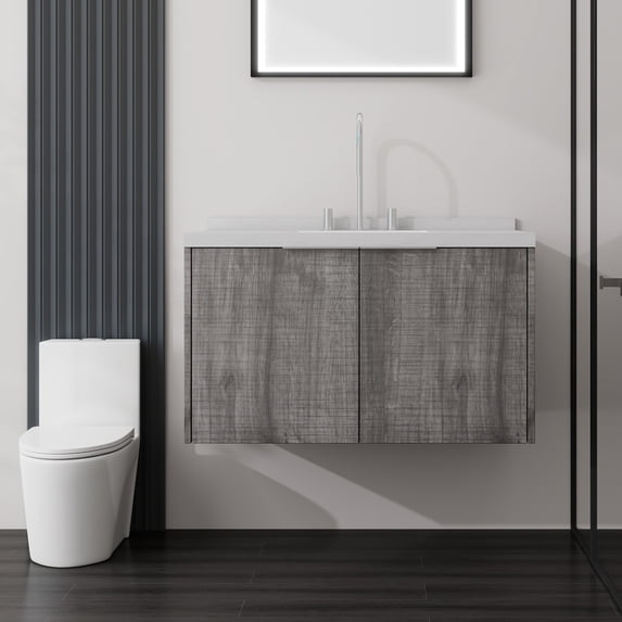 36 Inch Floating Bathroom Vanity with Sink, Soft-Close Door, 2-IN ...