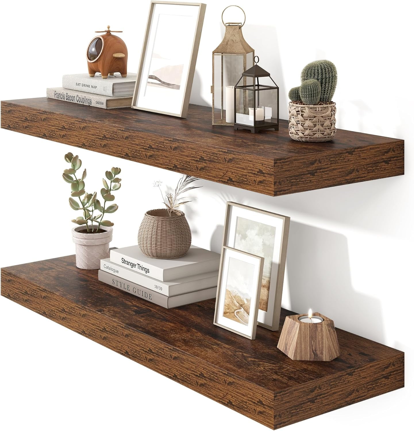 36 Inch Floating Shelves Set of 2-10.3 Inch Deep,Rustic Brown Wall ...