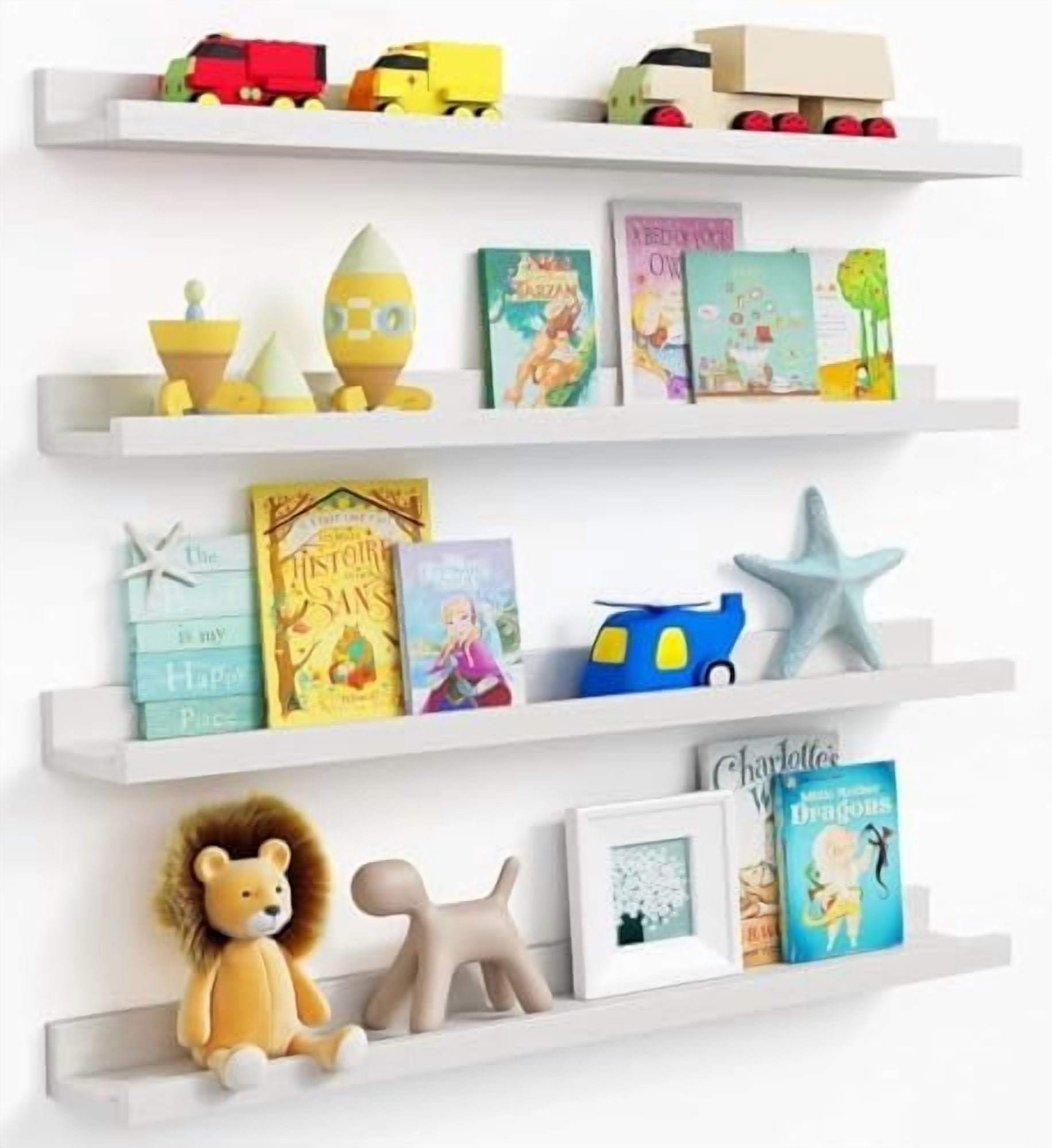 36 Inch Floating Shelves for Wall 4-Pack, Large Nursery Book Shelves ...