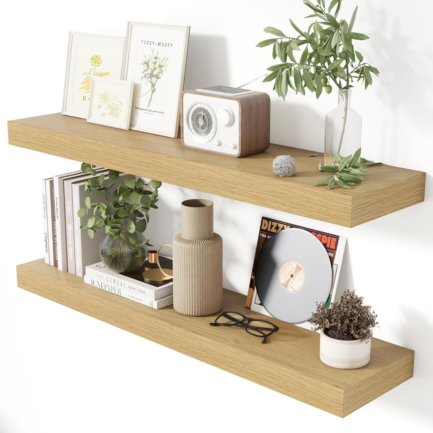 36 Inch Floating Shelves for Wall 8 Inch Deep Oak Shelves Set of 2,Wall ...