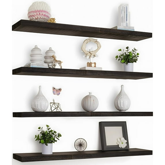 36 Inch Floating Shelves for Wall Rustic Brown Wood Wall Shelves for ...