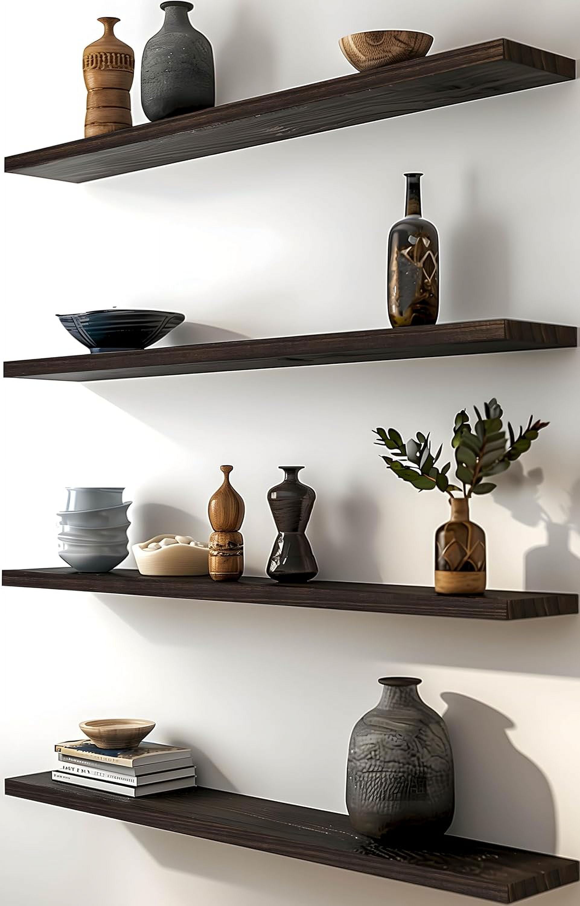 36 Inch Floating Shelves for Wall, Wood Wall Shelves for Bedroom, Brown ...