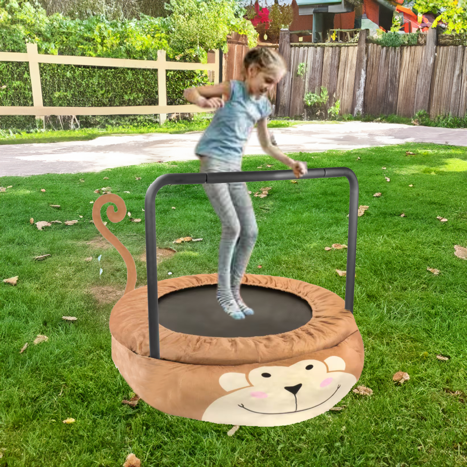 36-Inch Foldable Monkey Shaped Trampoline for Kids Ages 3-7, Indoor ...