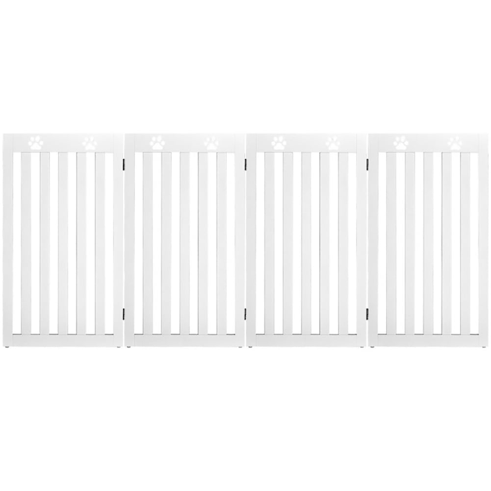 36 Inch Folding Wooden Freestanding Pet Gate with 360° Hinge-White, Dog ...