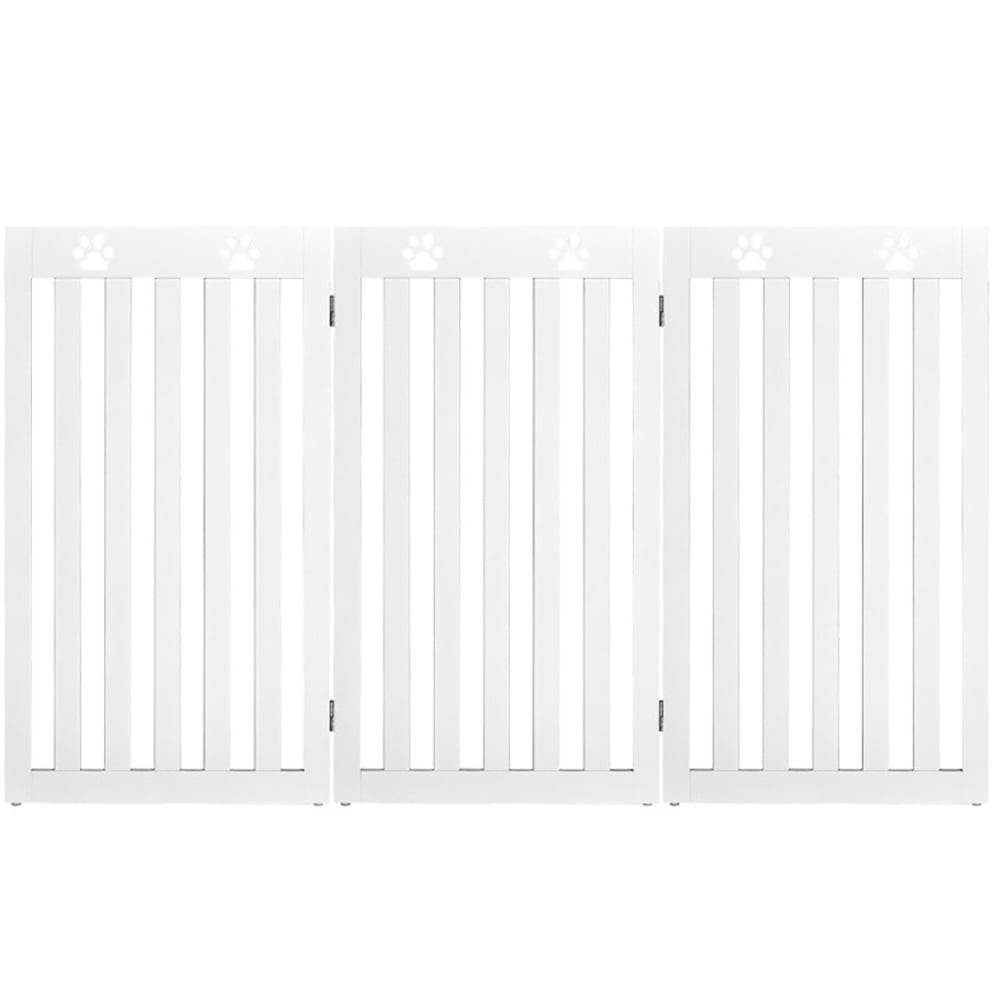 36 Inch Folding Wooden Freestanding Pet Gate Dog Gate with 360 ...