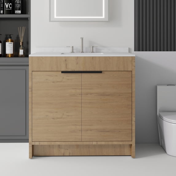 36 Inch Freestanding Bathroom Vanity with Sink, Soft-Close Door, 0.6-IN ...