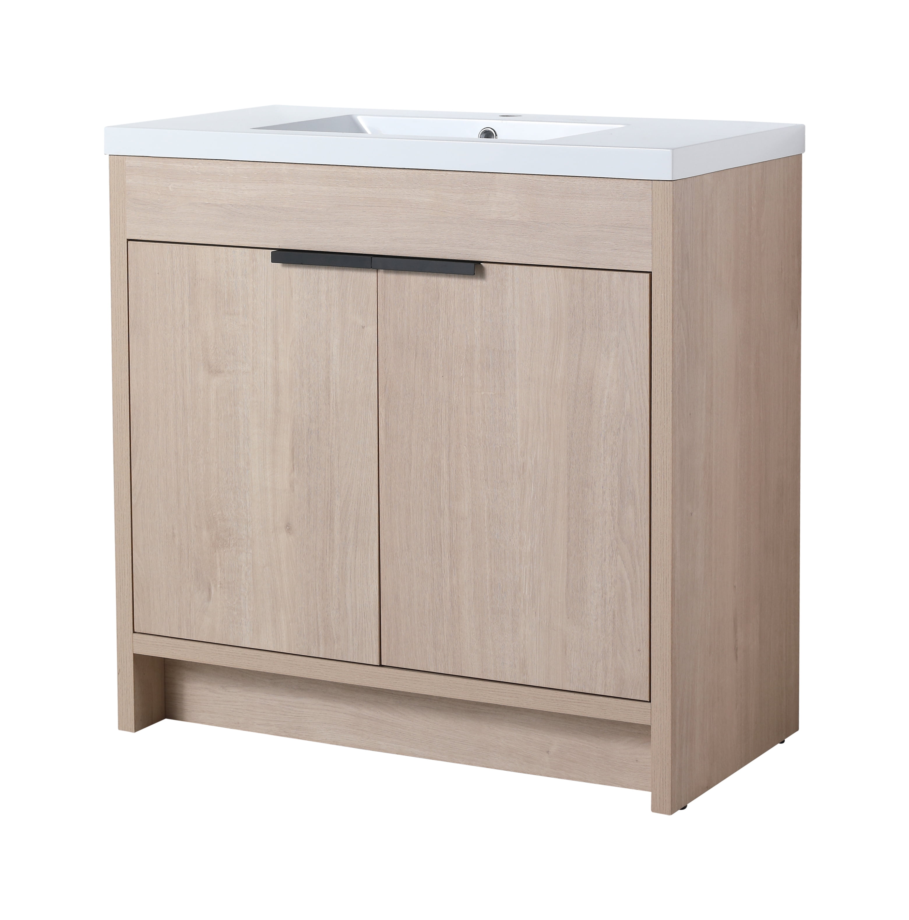 36 Inch Freestanding Bathroom Vanity with White Resin Sink & 2 Soft ...