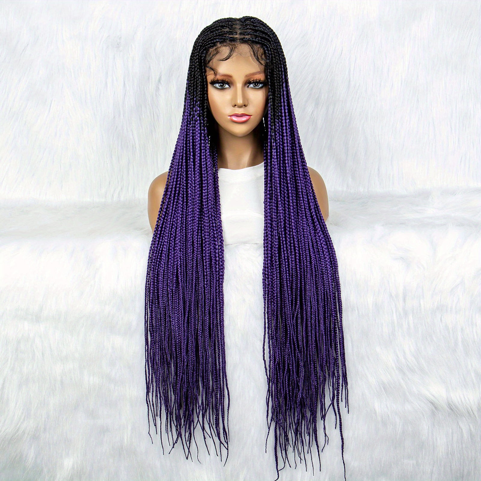 36 Inch Full Lace Extra Long Braided Synthetic Wigs Box Braided Wigs ...