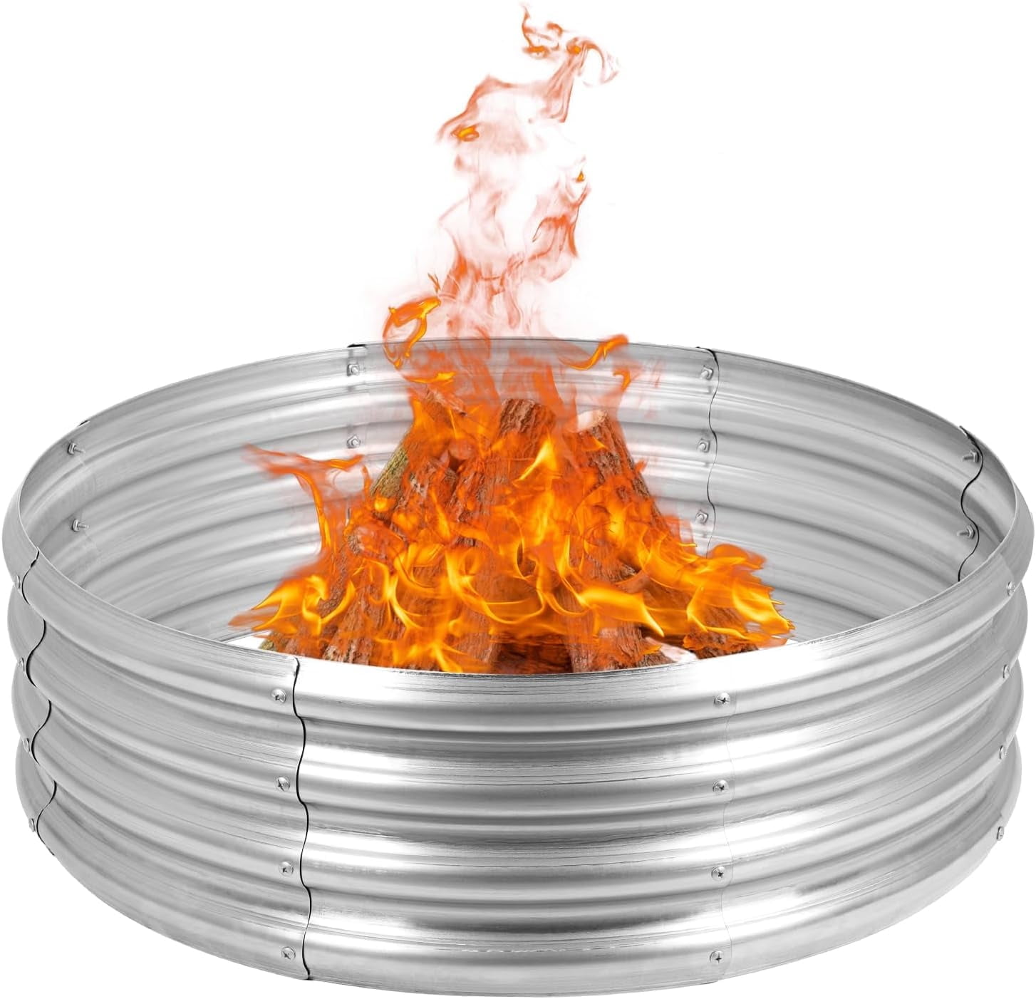 36-Inch Galvanized Fire Pit Ring, 0.8mm Thick Heavy-Duty Steel Fire Pit ...