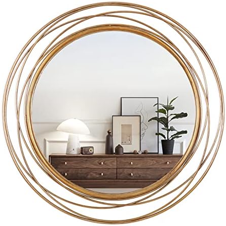 36 Inch Gold Round Mirror, Decorative Wall Mount Gold Mirror for ...