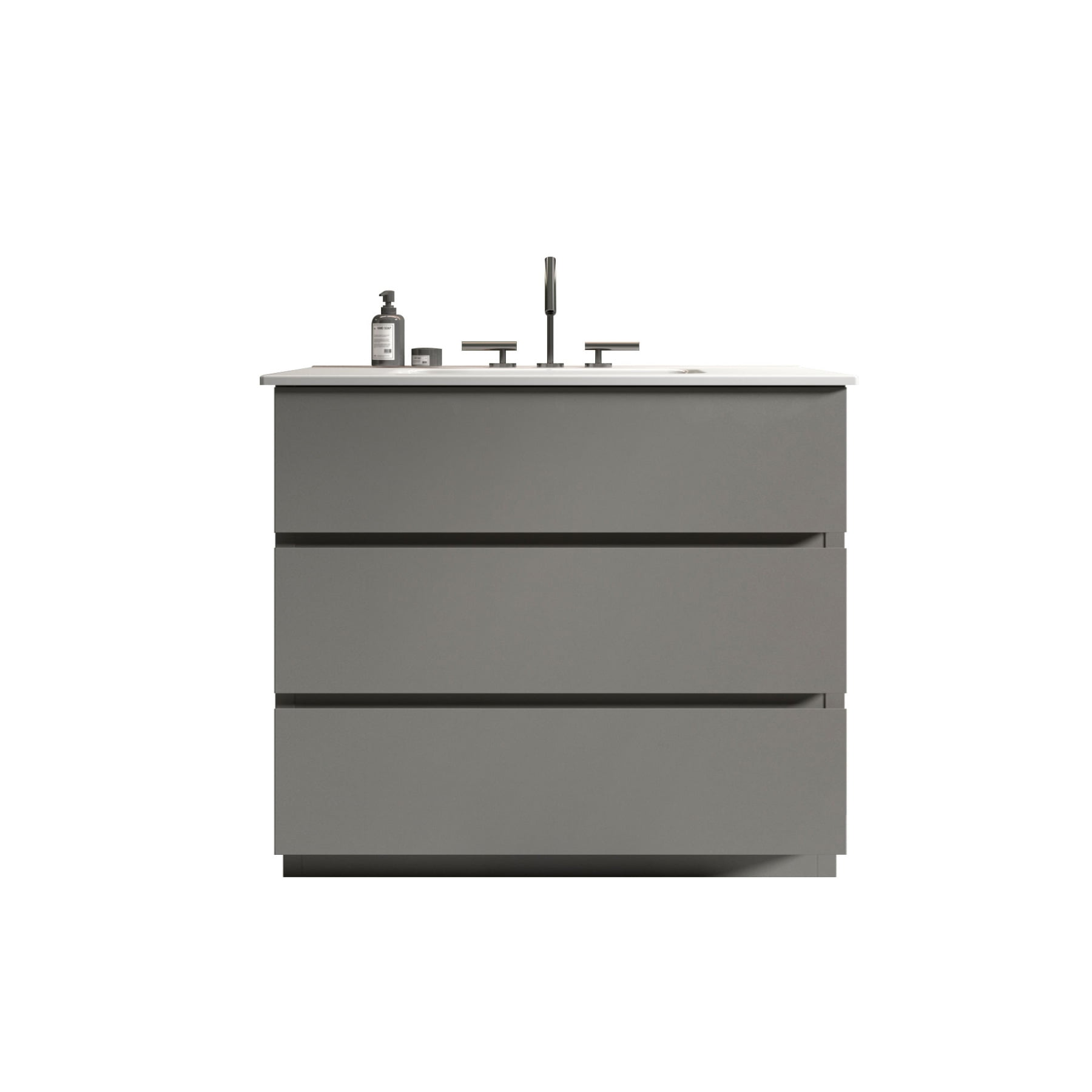 36-Inch Gray Freestanding Bathroom Vanity with Triple Deep Drawers ...