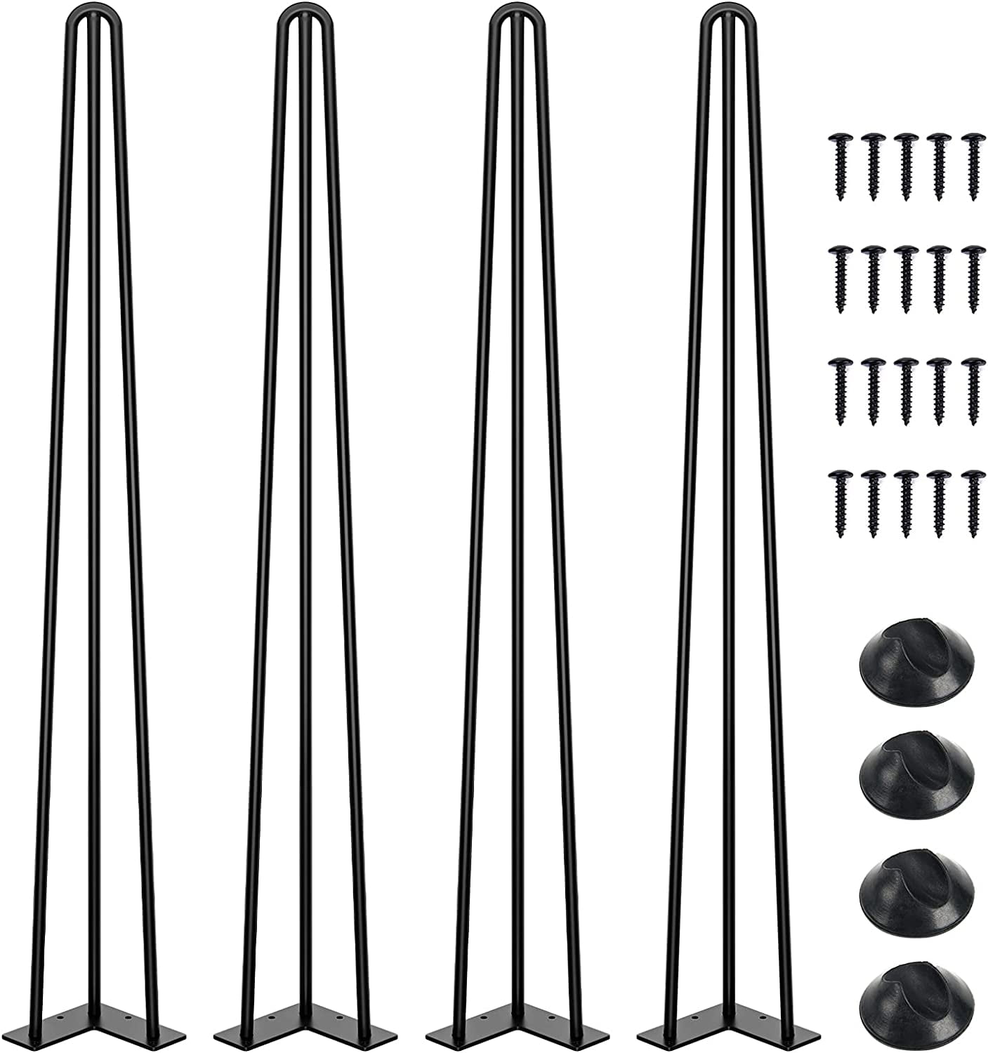 36 Inch Hairpin Table Legs, 3 Steel Rods 1/2 Inch Pipe Diameter, 800lbs ...